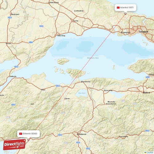 Direct flights from Edremit to Istanbul, EDO to IST non-stop - Directflights.com