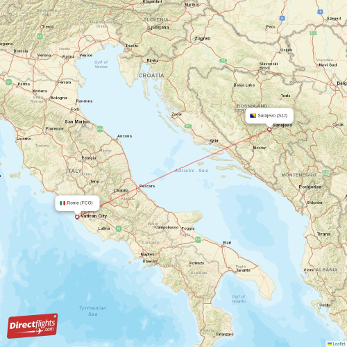 Direct flights from Rome to Sarajevo (FCO-SJJ) - Directflights.com