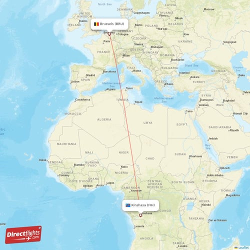 Direct flights from Kinshasa to Brussels, FIH to BRU non-stop - Directflights.com