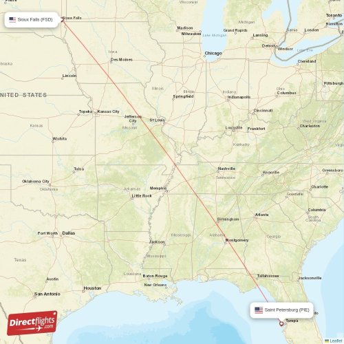 Direct flights from Sioux Falls to Saint Petersburg (FSD-PIE ...