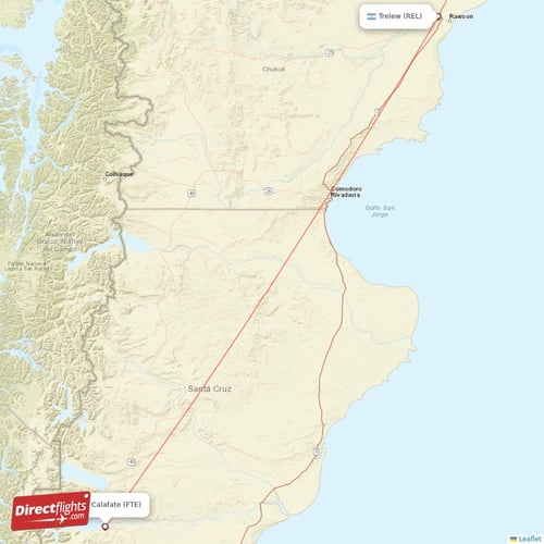 Direct flights from El Calafate to Trelew, FTE to REL non-stop ...