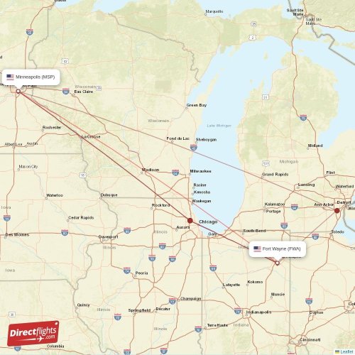 Direct flights from Fort Wayne to Minneapolis (FWA-MSP) - Directflights.com