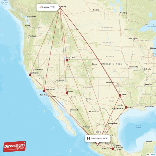 Direct flights from Guadalajara to Calgary (GDL-YYC) - Directflights.com