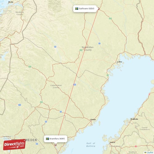 Direct flights from Gallivare to Kramfors, GEV to KRF non-stop ...