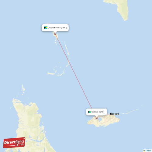 Direct flights from Great Harbour to Nassau (GHC-NAS) - Directflights.com
