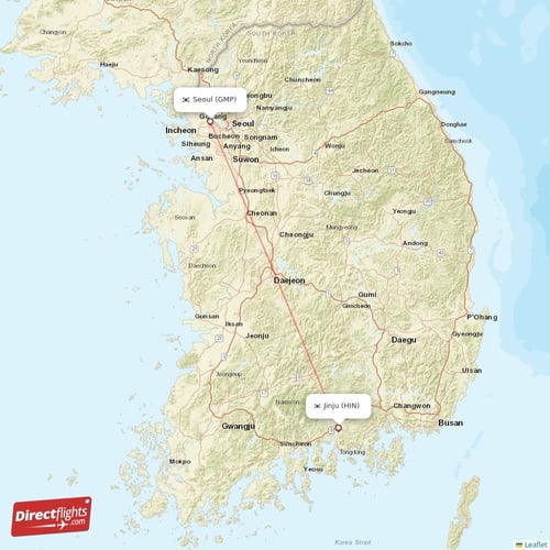 Direct flights from Seoul to Jinju, GMP to HIN non-stop - Directflights.com