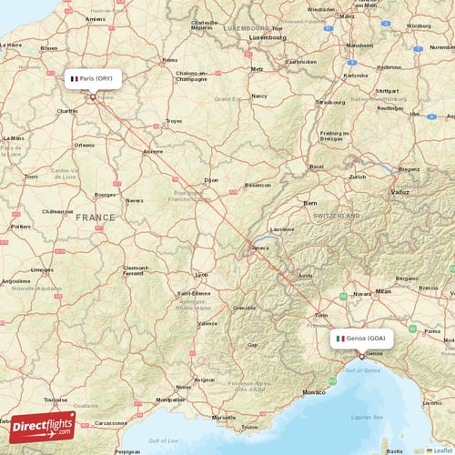 Direct flights from Genoa to Paris, GOA to ORY non-stop - Directflights.com