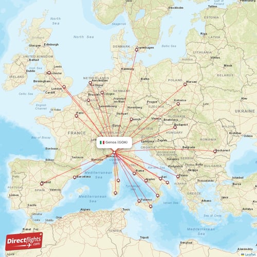 Direct flights from Genoa - 24 destinations - GOA, Italy ...