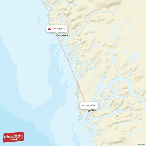Direct flights from Nuuk to Maniitsoq, GOH to JSU non-stop ...