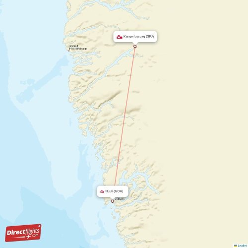 Direct flights from Nuuk to Kangerlussuaq (GOH-SFJ) - Directflights.com