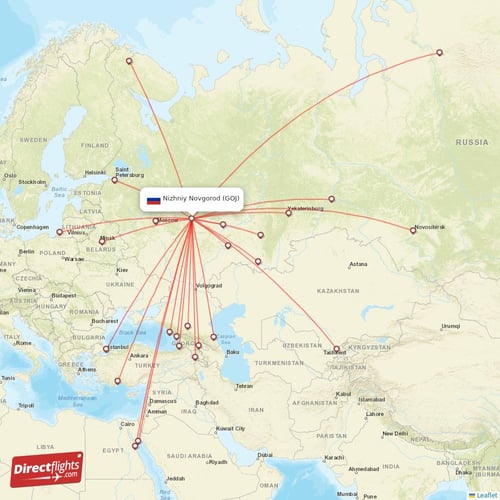 Direct flights from Nizhniy Novgorod - 17 destinations - GOJ, Russia ...