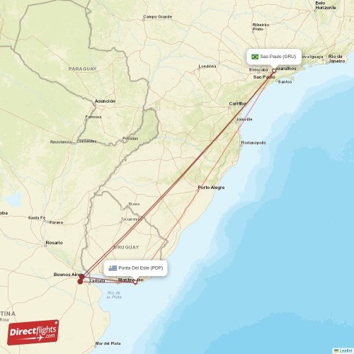 Direct flights from Sao Paulo to Punta Del Este, GRU to PDP non-stop ...
