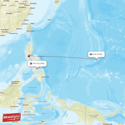 Direct flights from Guam to Cebu City (GUM-CEB) - Directflights.com