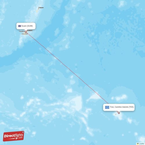 Direct flights from Guam to Truk, Caroline Islands, GUM to TKK non-stop ...