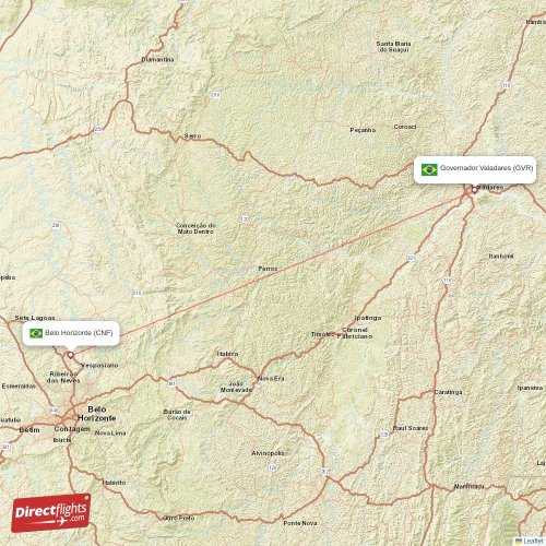 Direct flights from Governador Valadares - 1 destinations - GVR, Brazil ...