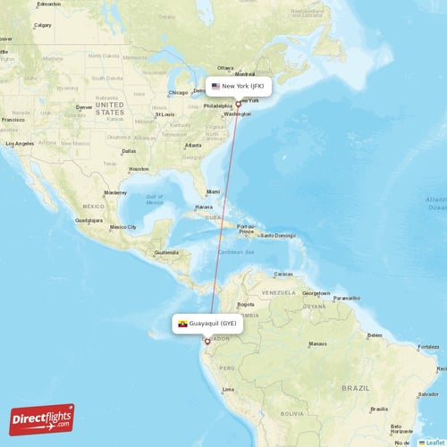 Direct flights from Guayaquil to New York, GYE to JFK non-stop - Directflights.com