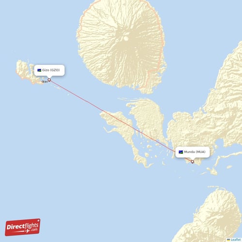 Direct flights from Gizo to Munda, GZO to MUA non-stop - Directflights.com