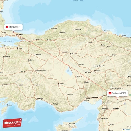 Direct flights from Gaziantep to Istanbul, GZT to IST non-stop - Directflights.com