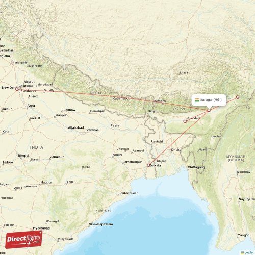 Direct flights from Itanagar - 4 destinations - HGI, India ...