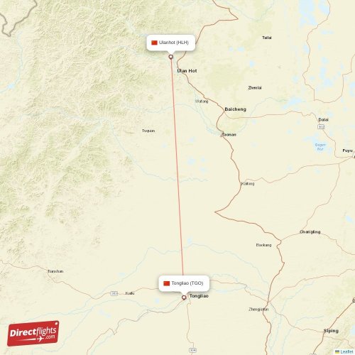 Direct flights from Ulanhot to Tongliao (HLH-TGO) - Directflights.com