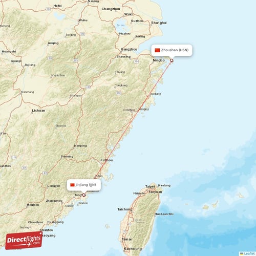 Direct flights from Zhoushan to Jinjiang, HSN to JJN non-stop ...