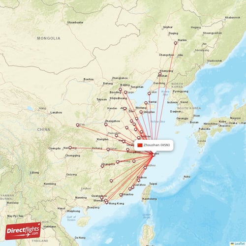 Direct flights from Zhoushan - 37 destinations - HSN, China ...