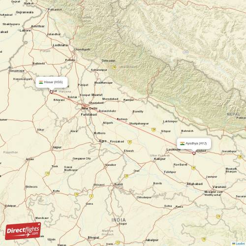 Direct flights from Hissar to Ayodhya (HSS-AYJ) - Directflights.com
