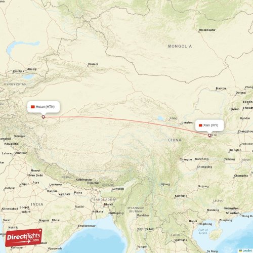 Direct flights from Hotan to Xian, HTN to XIY non-stop - Directflights.com