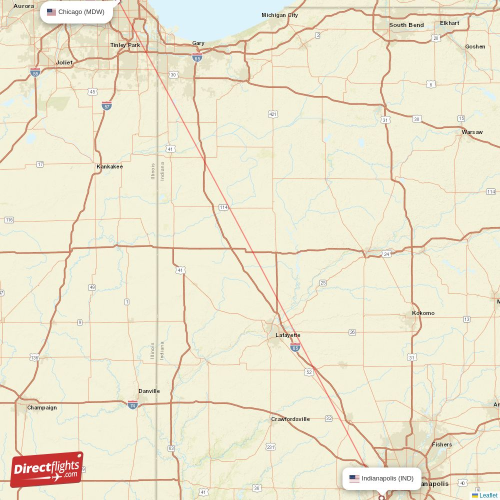 Direct flights from Indianapolis to Chicago (IND-ORD) - Directflights.com