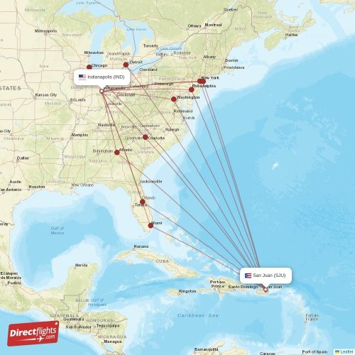 Direct flights from Indianapolis to San Juan (IND-SJU) - Directflights.com