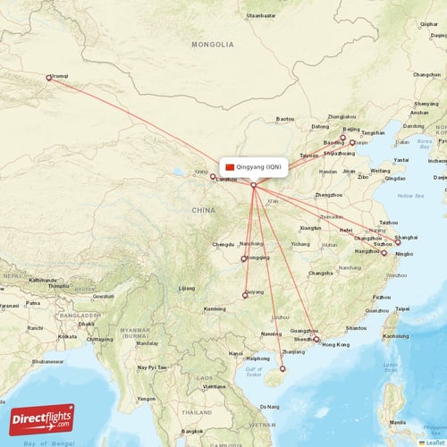 Direct flights to Qingyang - IQN, China - Directflights.com