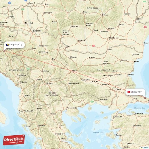 Direct flights from Istanbul to Sarajevo (IST-SJJ) - Directflights.com