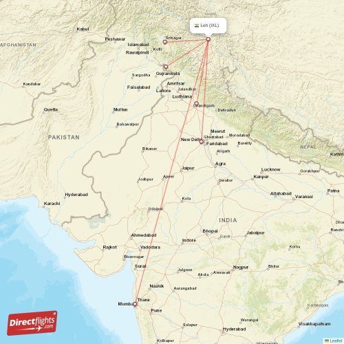 Direct flights from Leh - 5 destinations - IXL, India - Directflights.com