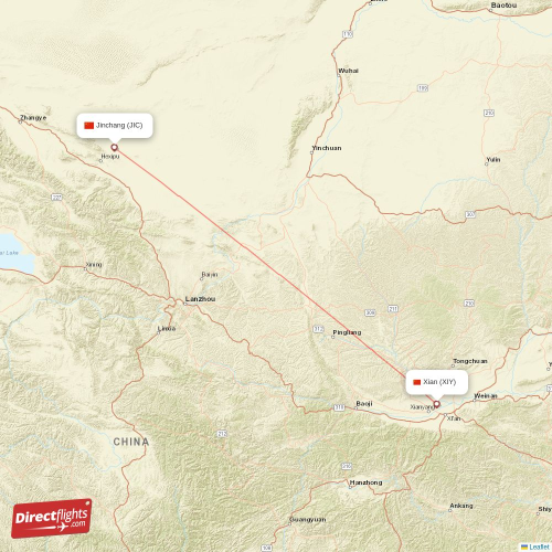 Direct flights from Jinchang to Xian, JIC to XIY non-stop ...