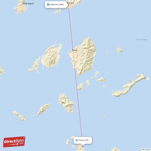 Direct flights from Mykonos to Thira (JMK-JTR) - Directflights.com