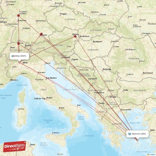 Direct flights from Mykonos to Milan (JMK-MXP) - Directflights.com