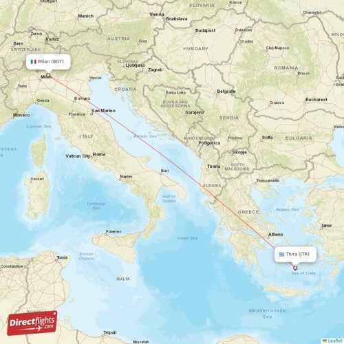 Direct flights from Thira to Milan, JTR to BGY non-stop - Directflights.com