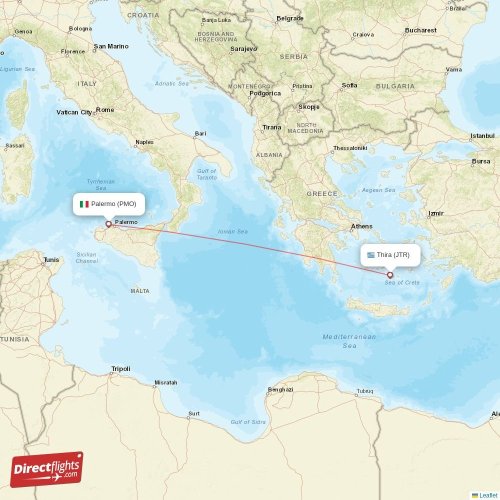 Direct flights from Thira to Palermo (JTR-PMO) - Directflights.com