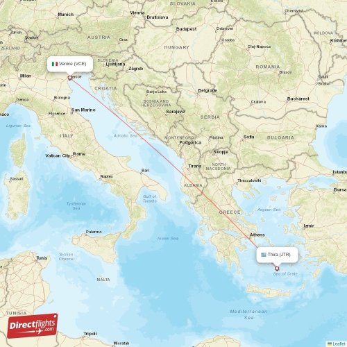 Direct flights from Thira to Venice (JTR-VCE) - Directflights.com