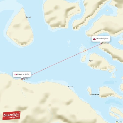Direct flights from Ukkusissat - 1 destinations - JUK, Greenland ...