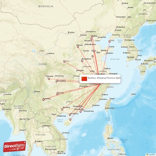 Direct flights from Quzhou, Zhejiang Province - 22 destinations - JUZ, China - Directflights.com