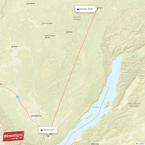 Direct flights to Kirensk - KCK, Russia - Directflights.com