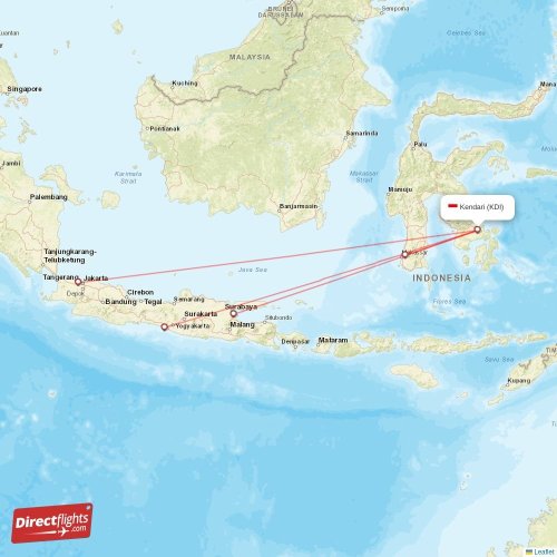 Direct flights to Kendari - KDI, Indonesia - Directflights.com