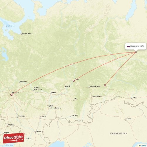 Direct flights from Kogalym - 4 destinations - KGP, Russia ...