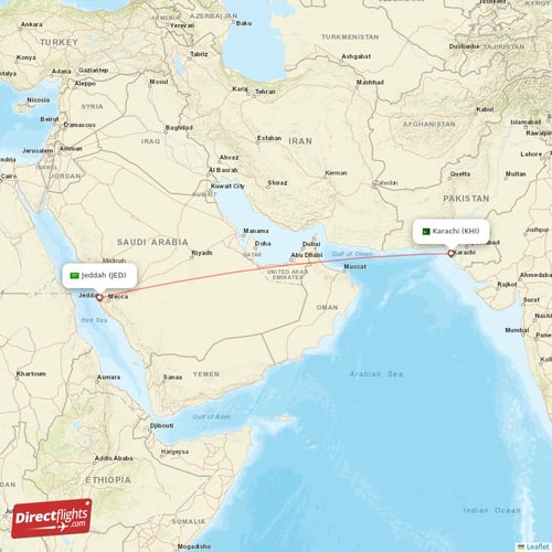 Direct flights from Karachi to Jeddah, KHI to JED non-stop - Directflights.com