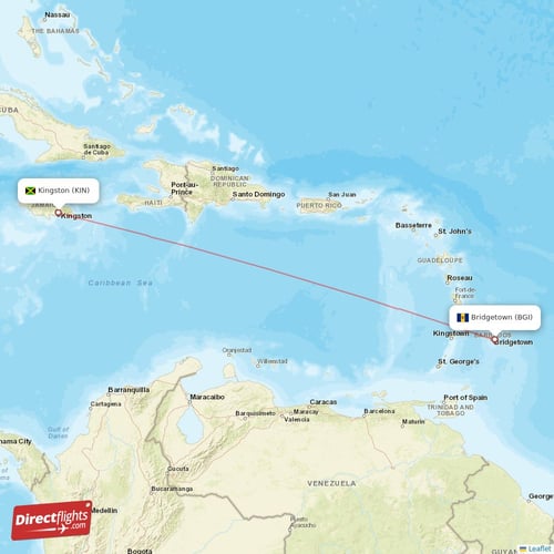 Direct flights from Kingston to Bridgetown, KIN to BGI non-stop - Directflights.com