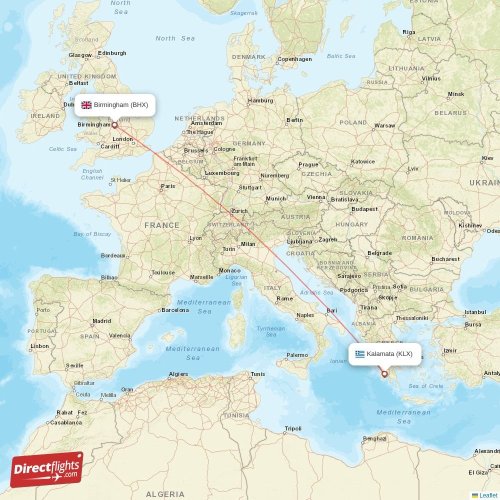 Direct flights from Kalamata to Birmingham (KLX-BHX) - Directflights.com