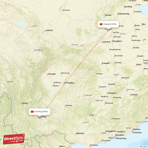 Direct flights from Kunming to Changzhi (KMG-CIH) - Directflights.com