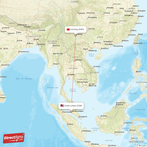 Direct flights from Kunming to Kuala Lumpur (KMG-SZB) - Directflights.com