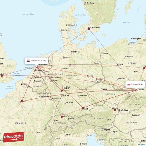 Direct flights from Krakow to Amsterdam (KRK-AMS) - Directflights.com